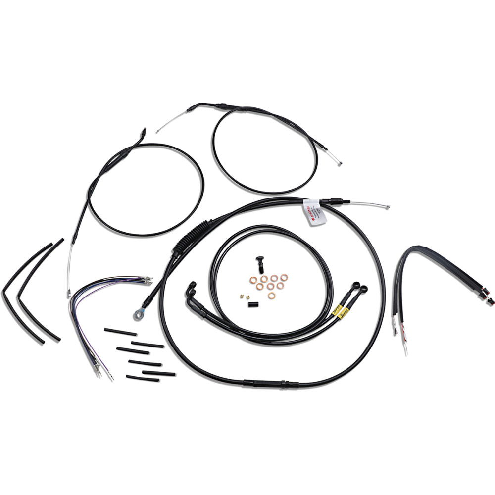 Burly Brand Black Vinyl Jail Bar Cable Kit For 14" Handlebar