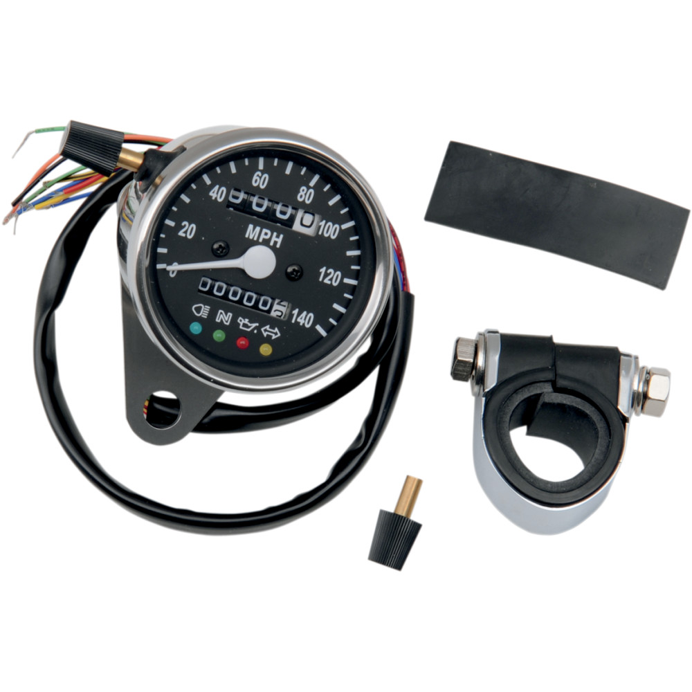 Drag Specialties 2.4" MPH Mini Mechanical Speedometer with L