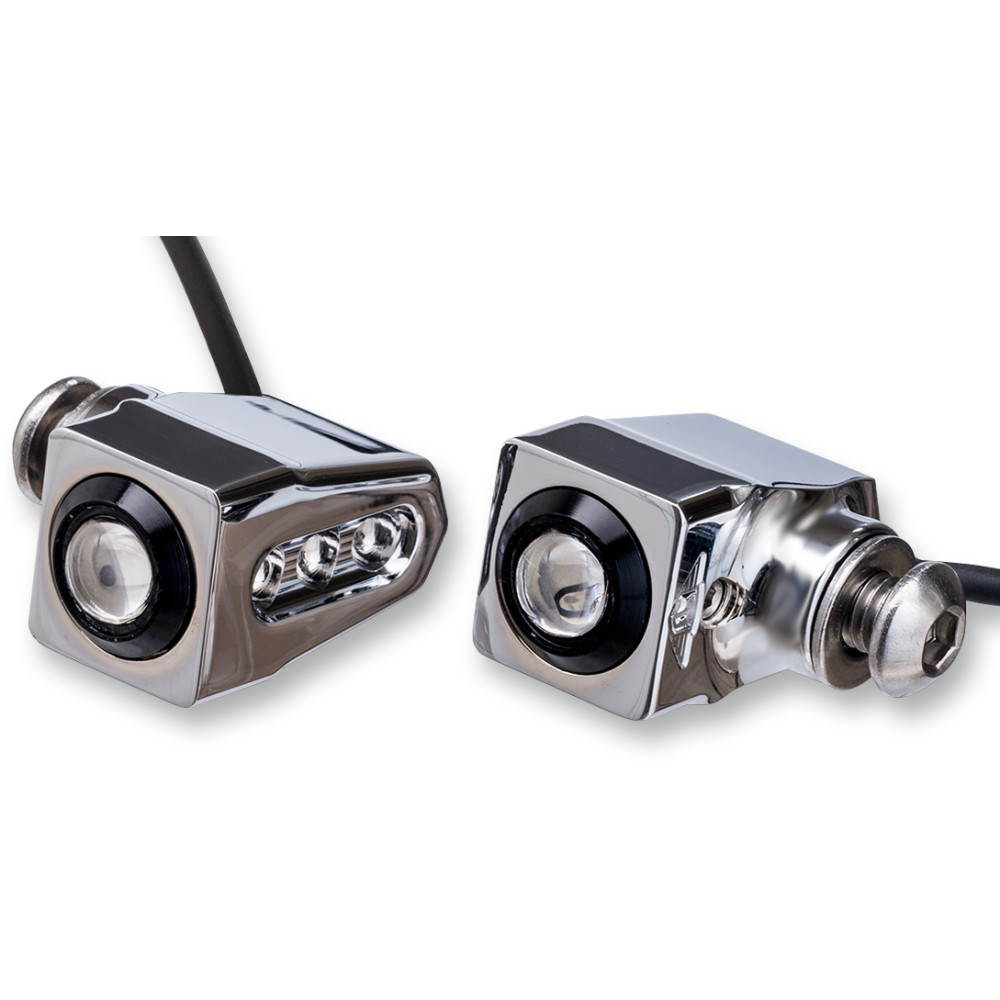 Joker Machine Side-mount LED Turn Signals - Chrome/Red-JOK 2